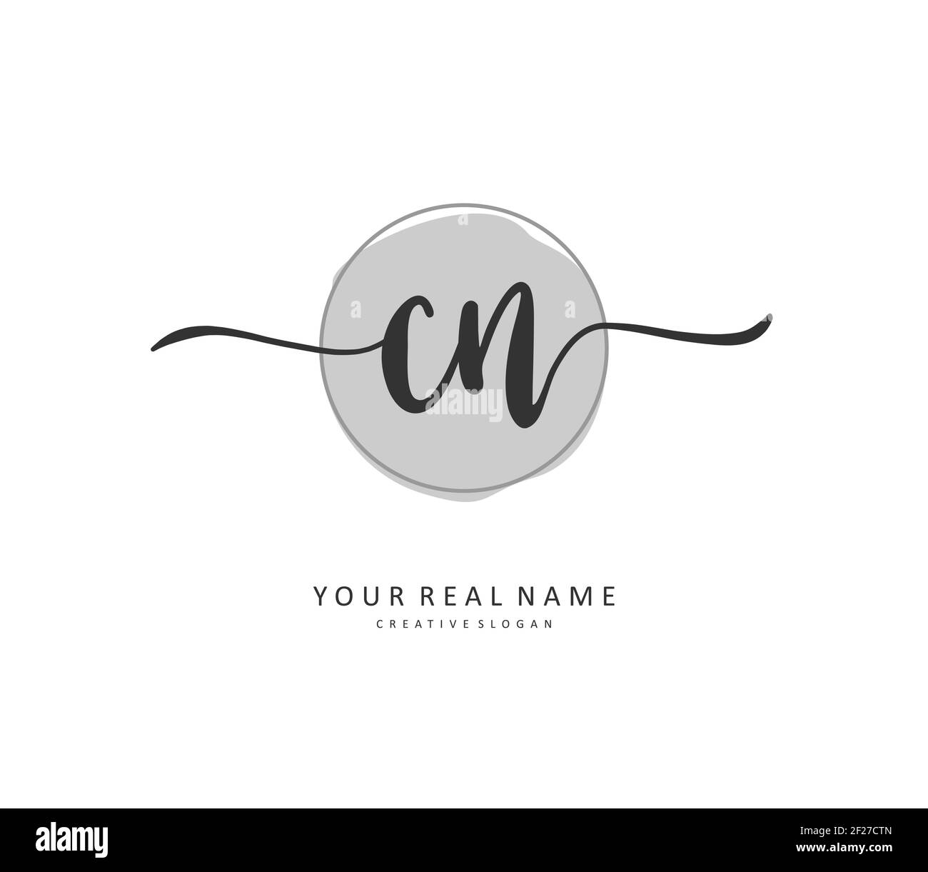 C N CN Initial letter handwriting and signature logo. A concept ...