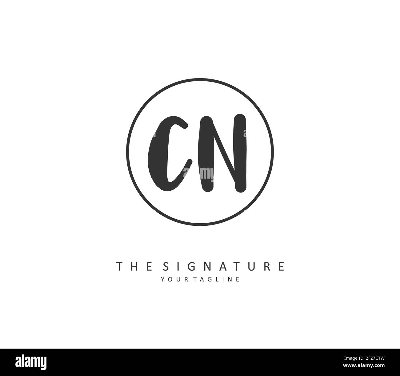 C N CN Initial letter handwriting and signature logo. A concept ...