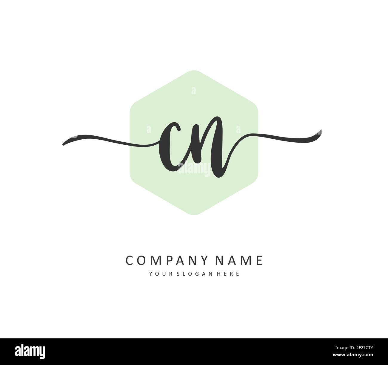 C N CN Initial letter handwriting and signature logo. A concept ...