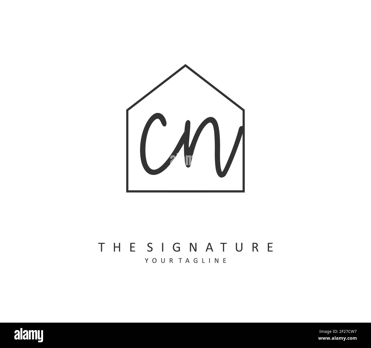 C N CN Initial letter handwriting and signature logo. A concept ...