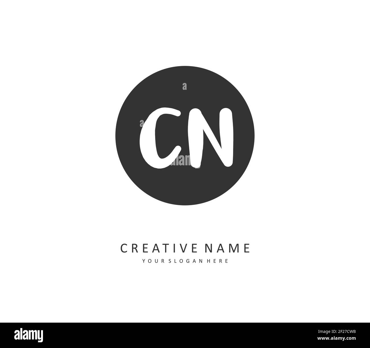 C N CN Initial letter handwriting and signature logo. A concept ...