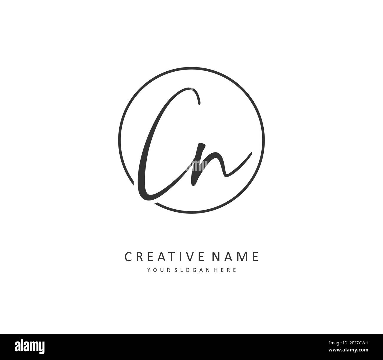 C N CN Initial letter handwriting and signature logo. A concept ...