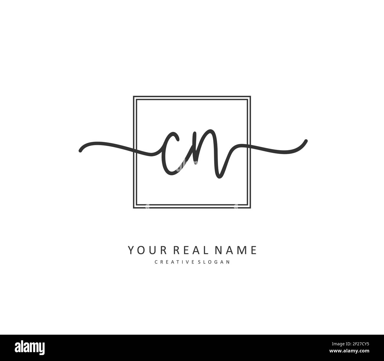 C N CN Initial letter handwriting and signature logo. A concept ...