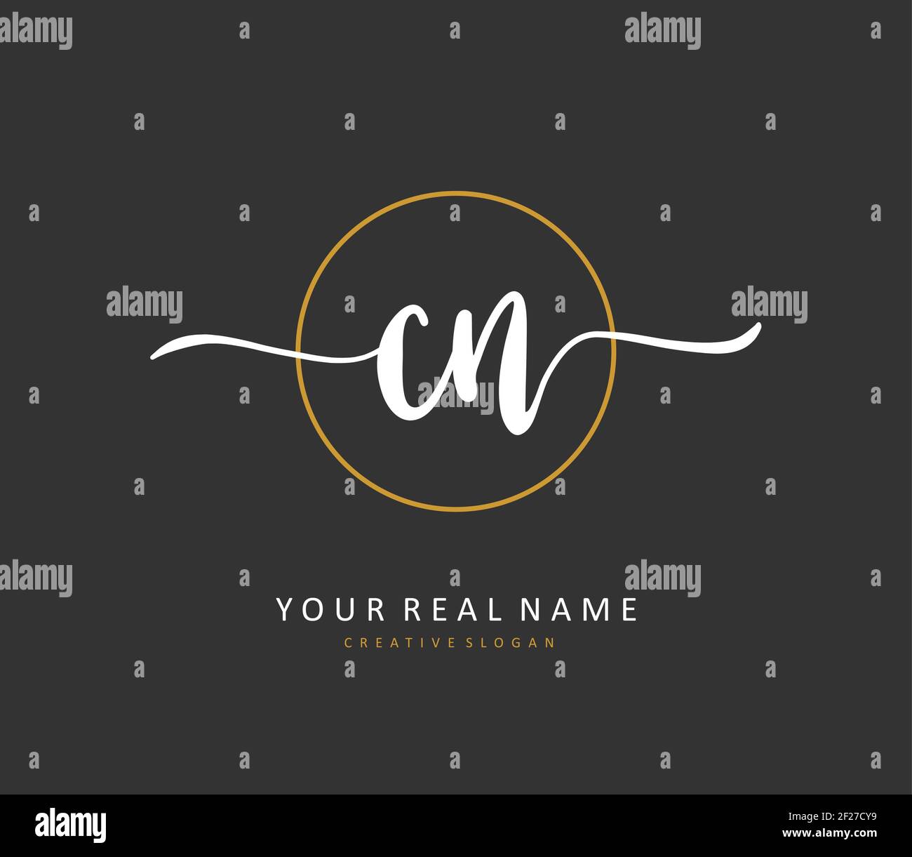 C N CN Initial letter handwriting and signature logo. A concept ...