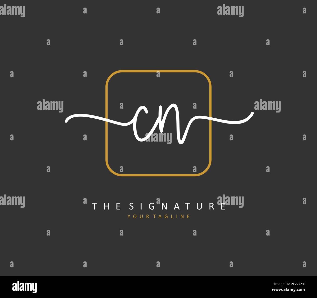 C N CN Initial letter handwriting and signature logo. A concept ...