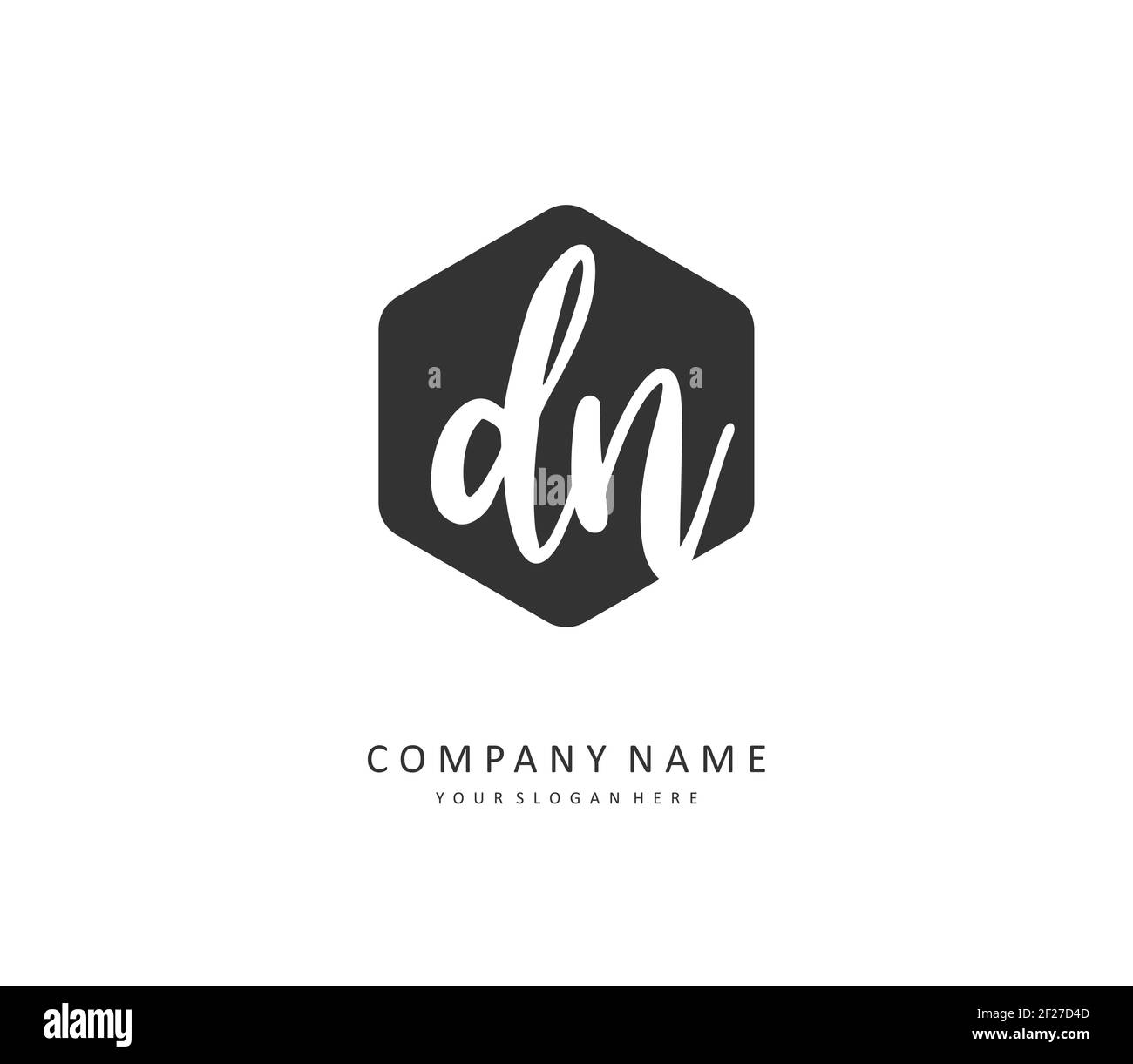 D N DN Initial letter handwriting and signature logo. A concept ...