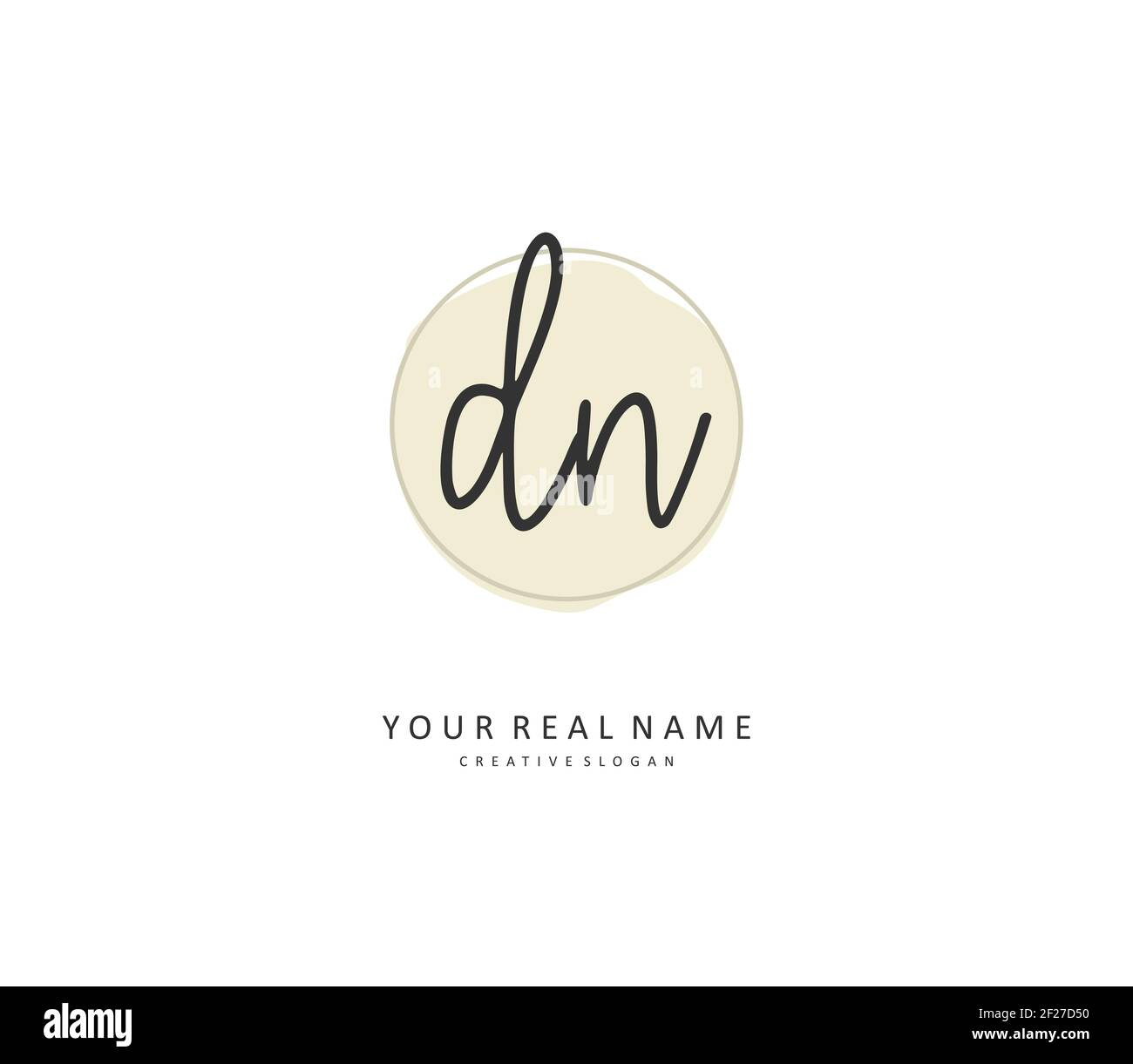 D N DN Initial letter handwriting and signature logo. A concept ...