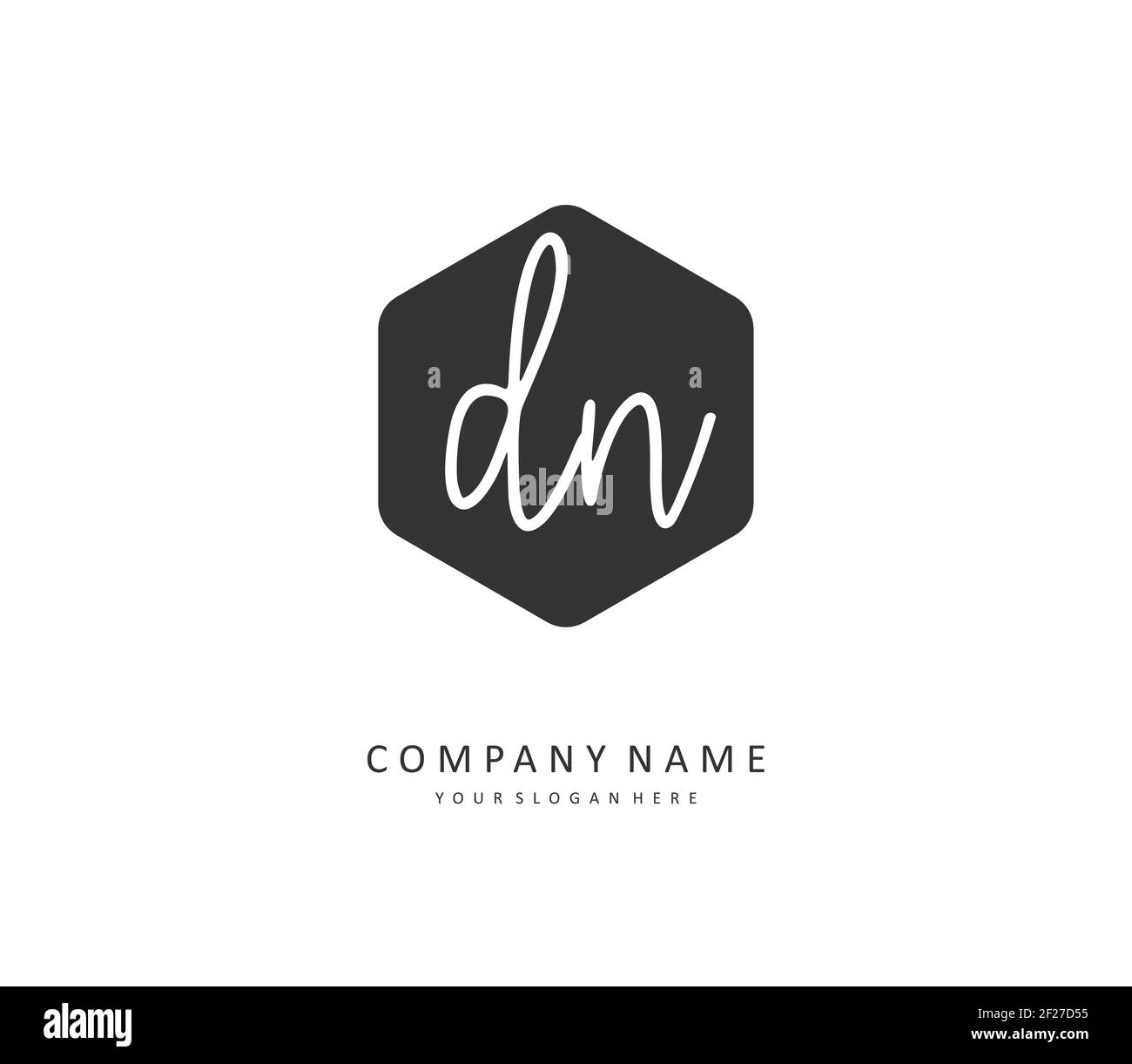 D N DN Initial letter handwriting and signature logo. A concept ...