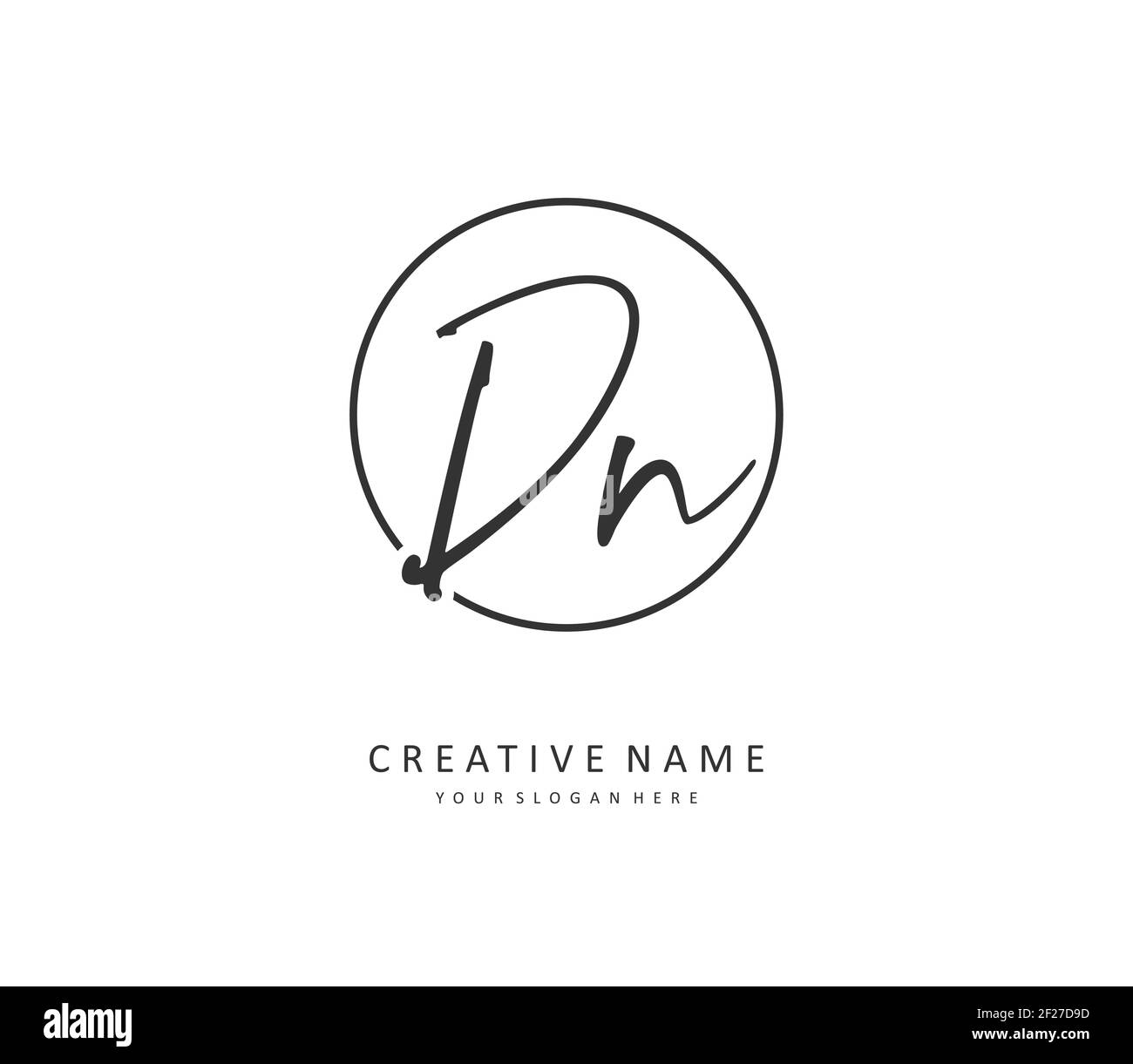 D N DN Initial letter handwriting and signature logo. A concept ...