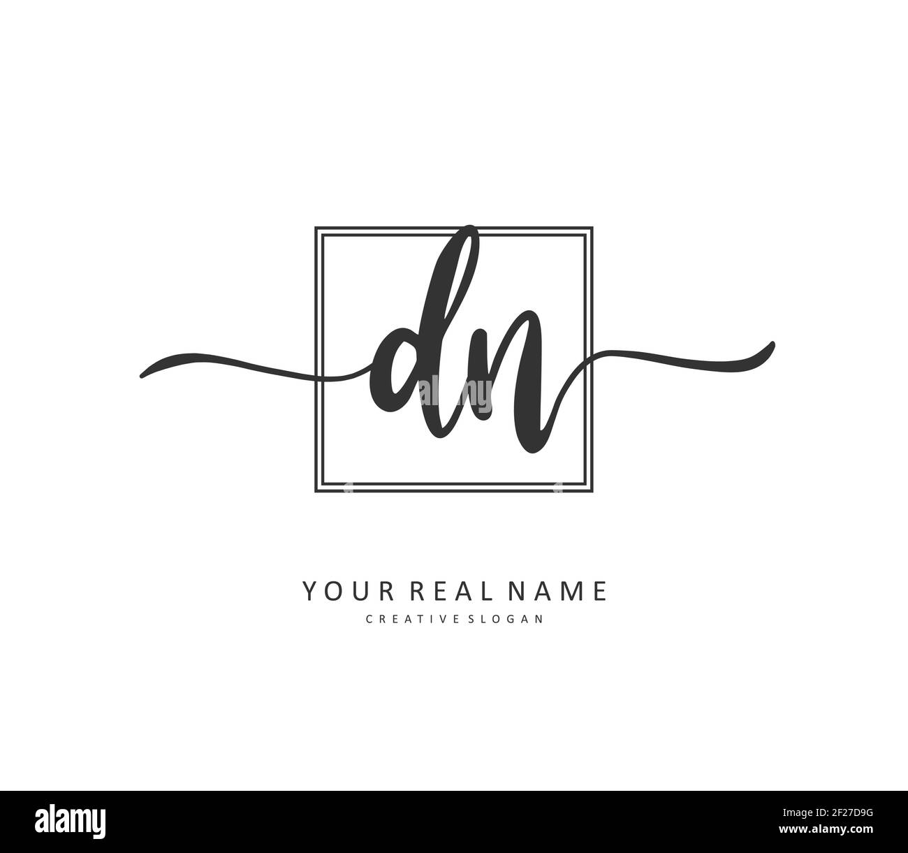D N DN Initial letter handwriting and signature logo. A concept ...
