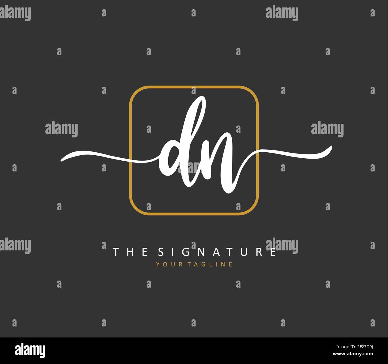D N DN Initial letter handwriting and signature logo. A concept ...