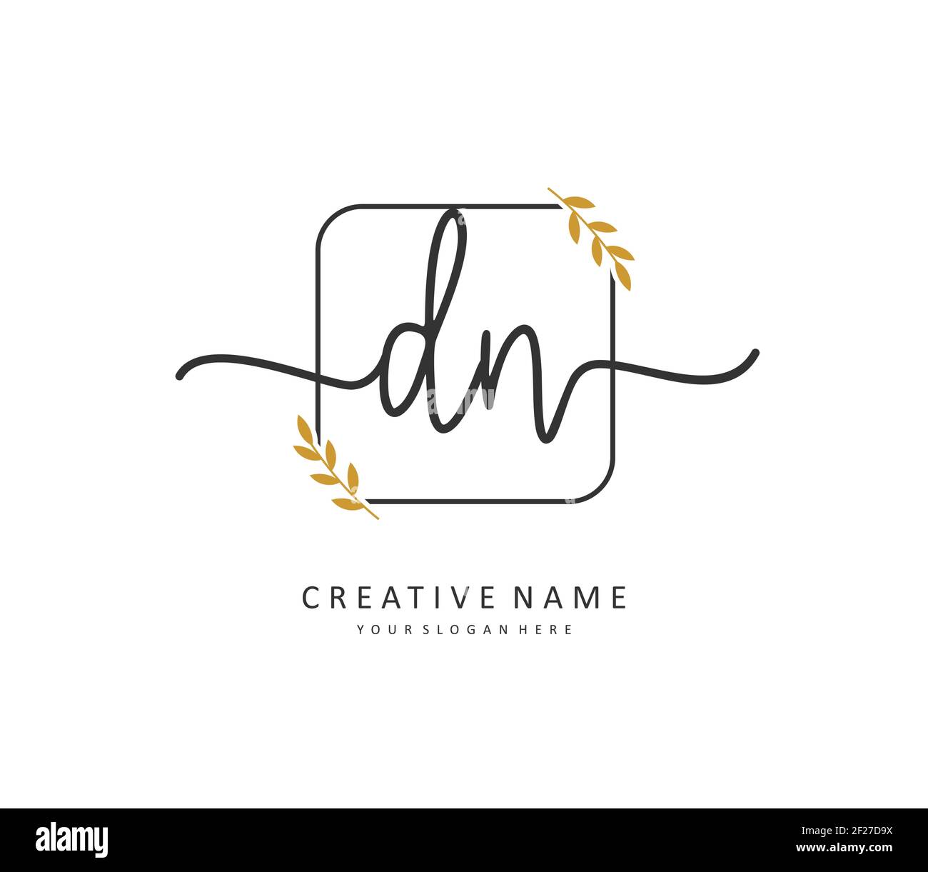 D N DN Initial letter handwriting and signature logo. A concept ...