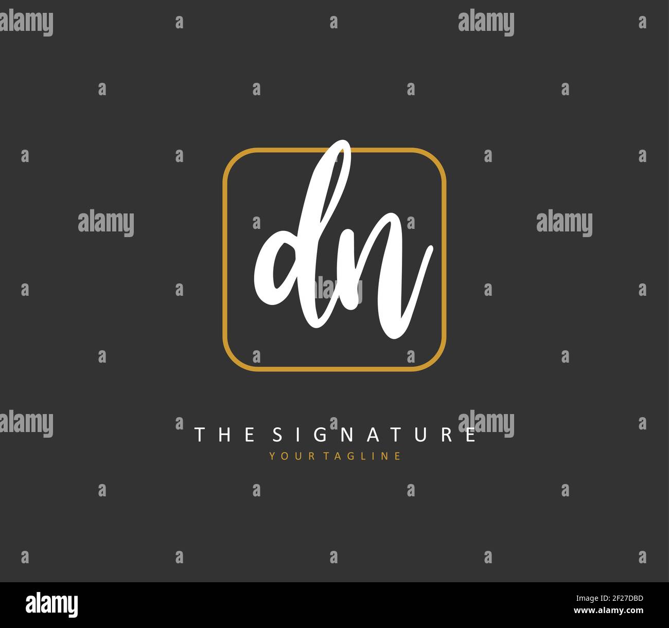 D N DN Initial letter handwriting and signature logo. A concept ...