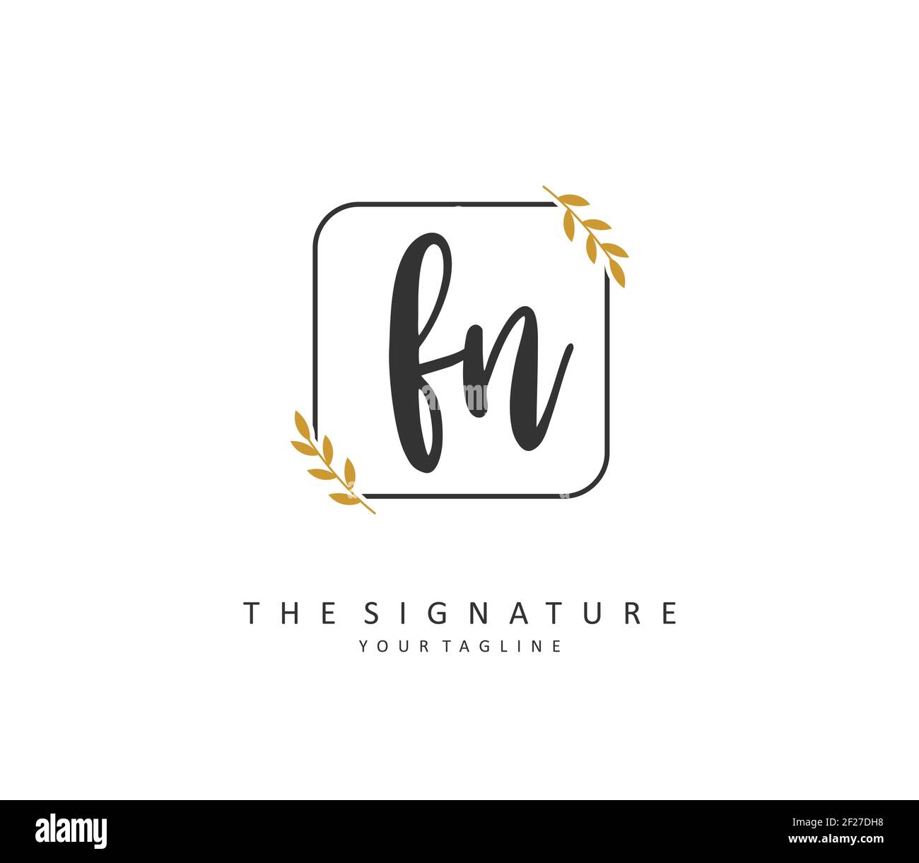 F N FN Initial letter handwriting and signature logo. A concept ...