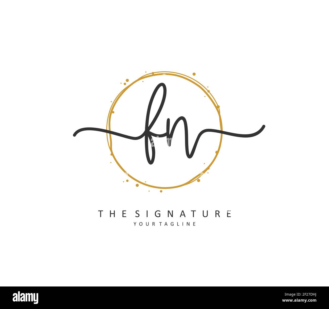 F N FN Initial letter handwriting and signature logo. A concept ...