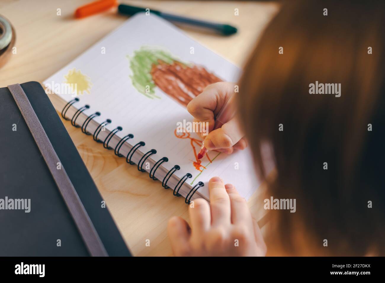 Back to school. Child drawing Stock Photo - Alamy