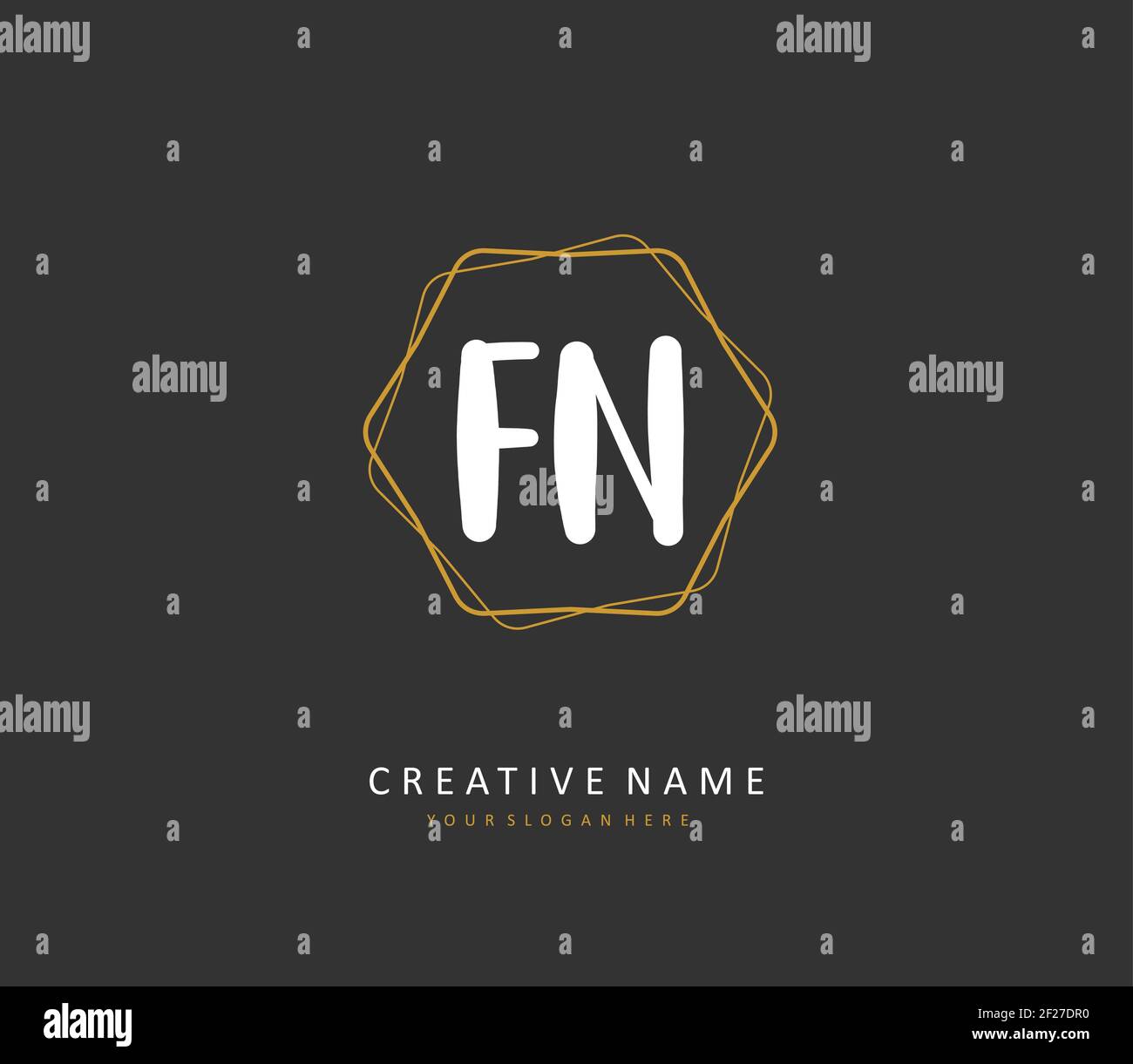 F N FN Initial letter handwriting and signature logo. A concept ...