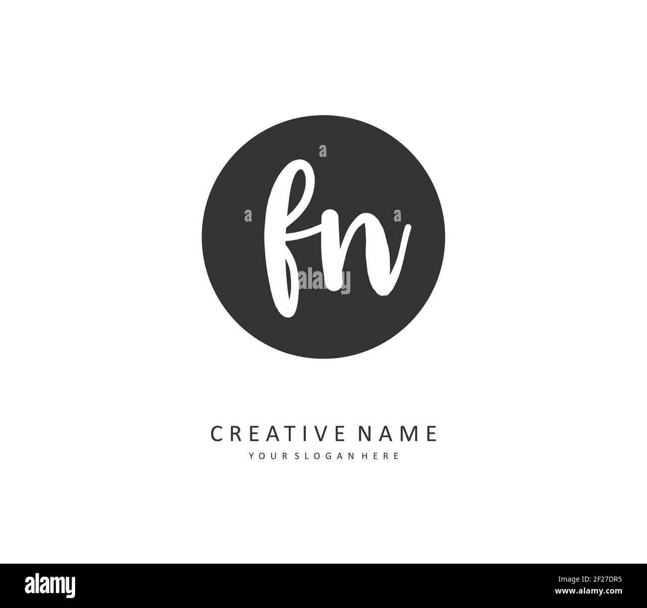 F N FN Initial letter handwriting and signature logo. A concept ...