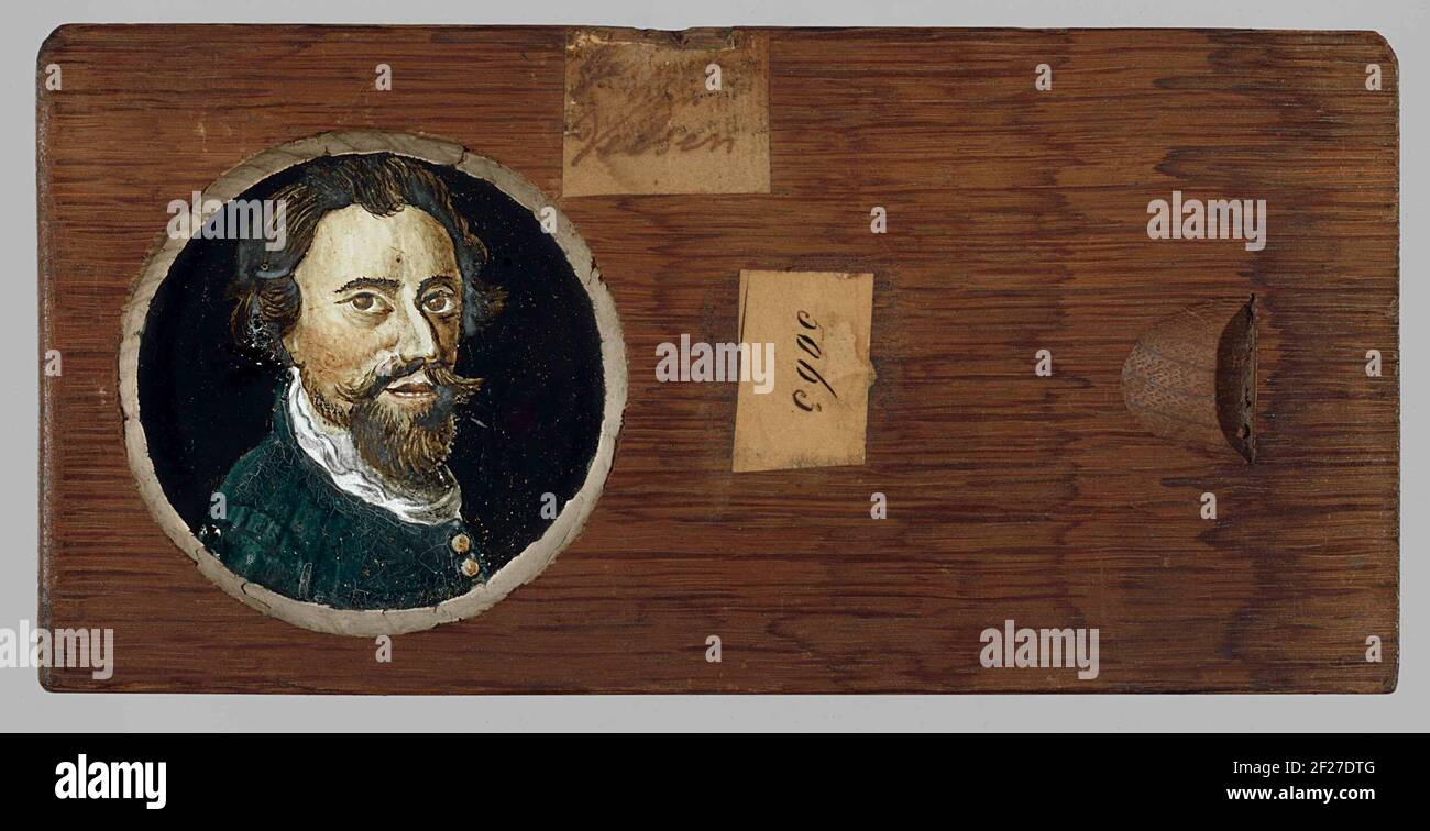 Portrait of Gerard van Velsen.round Glass Plate in Wooden Mount ...