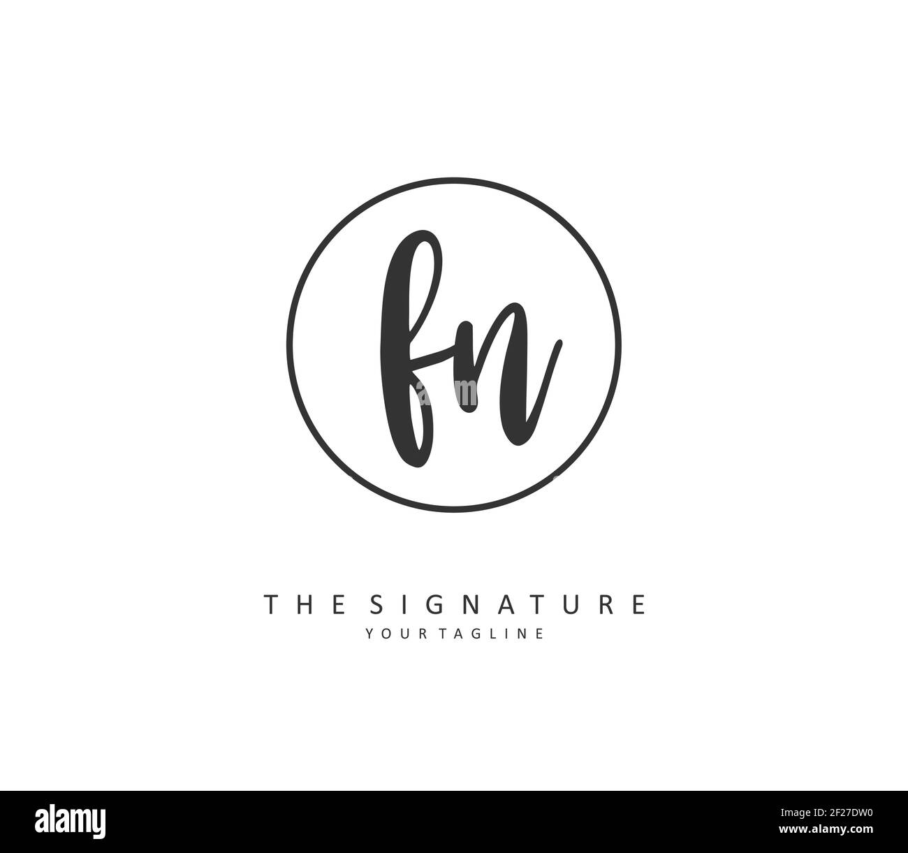 F N FN Initial letter handwriting and signature logo. A concept ...