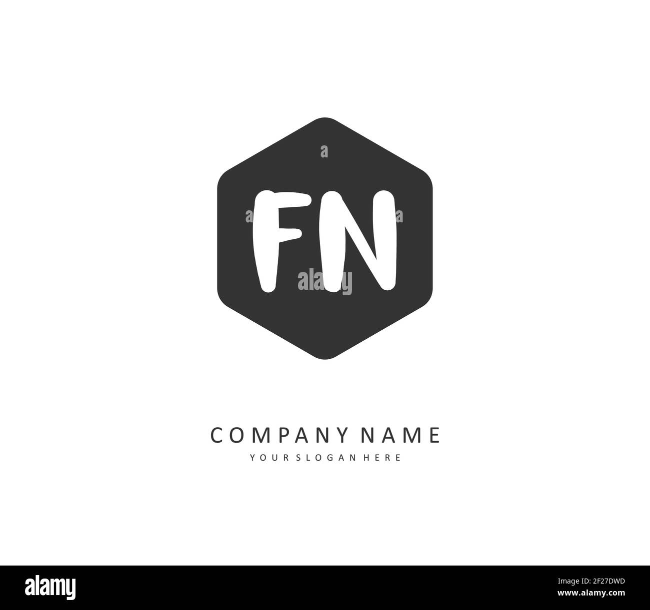 F N FN Initial letter handwriting and signature logo. A concept ...