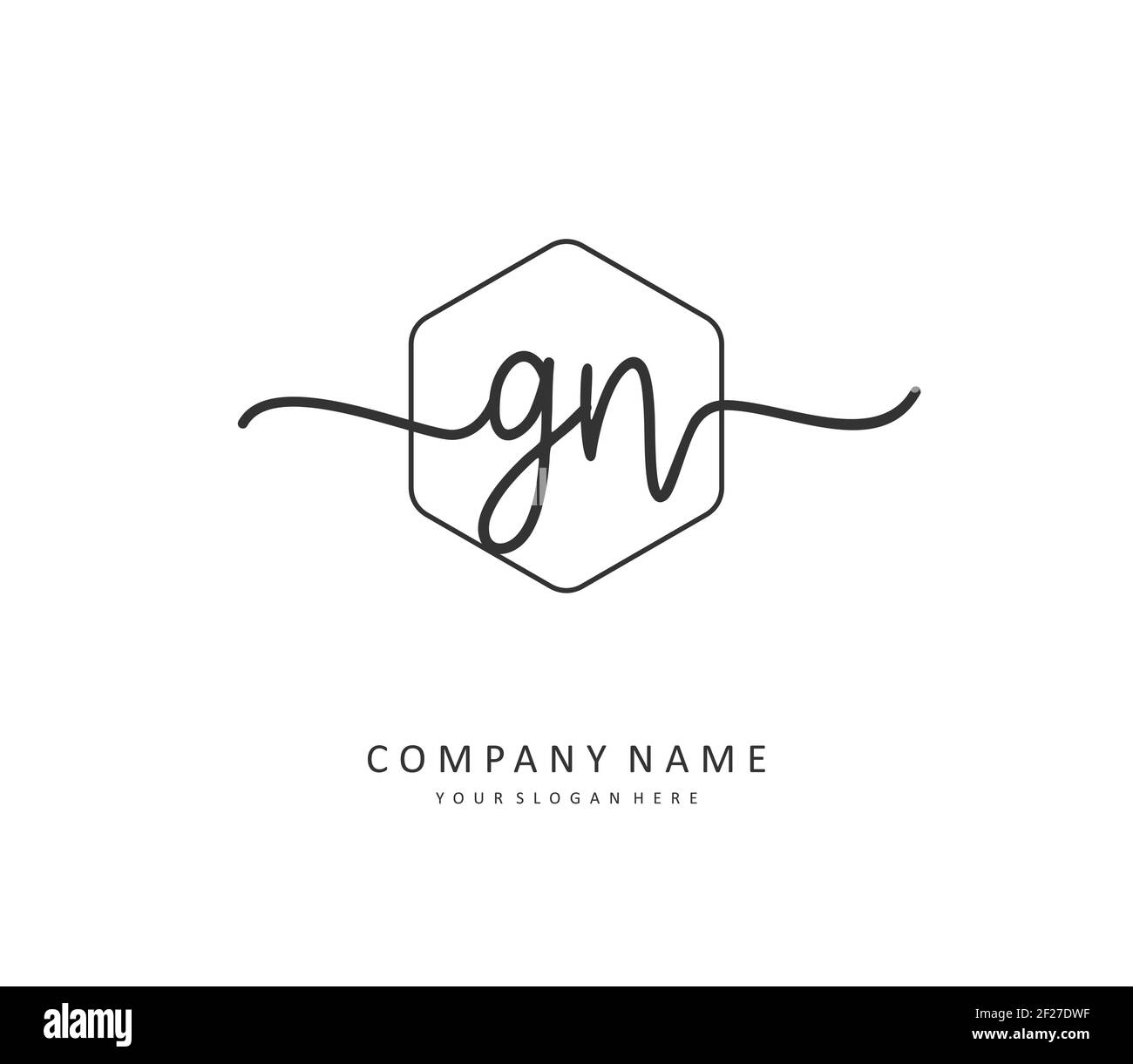 G N GN Initial letter handwriting and signature logo. A concept ...