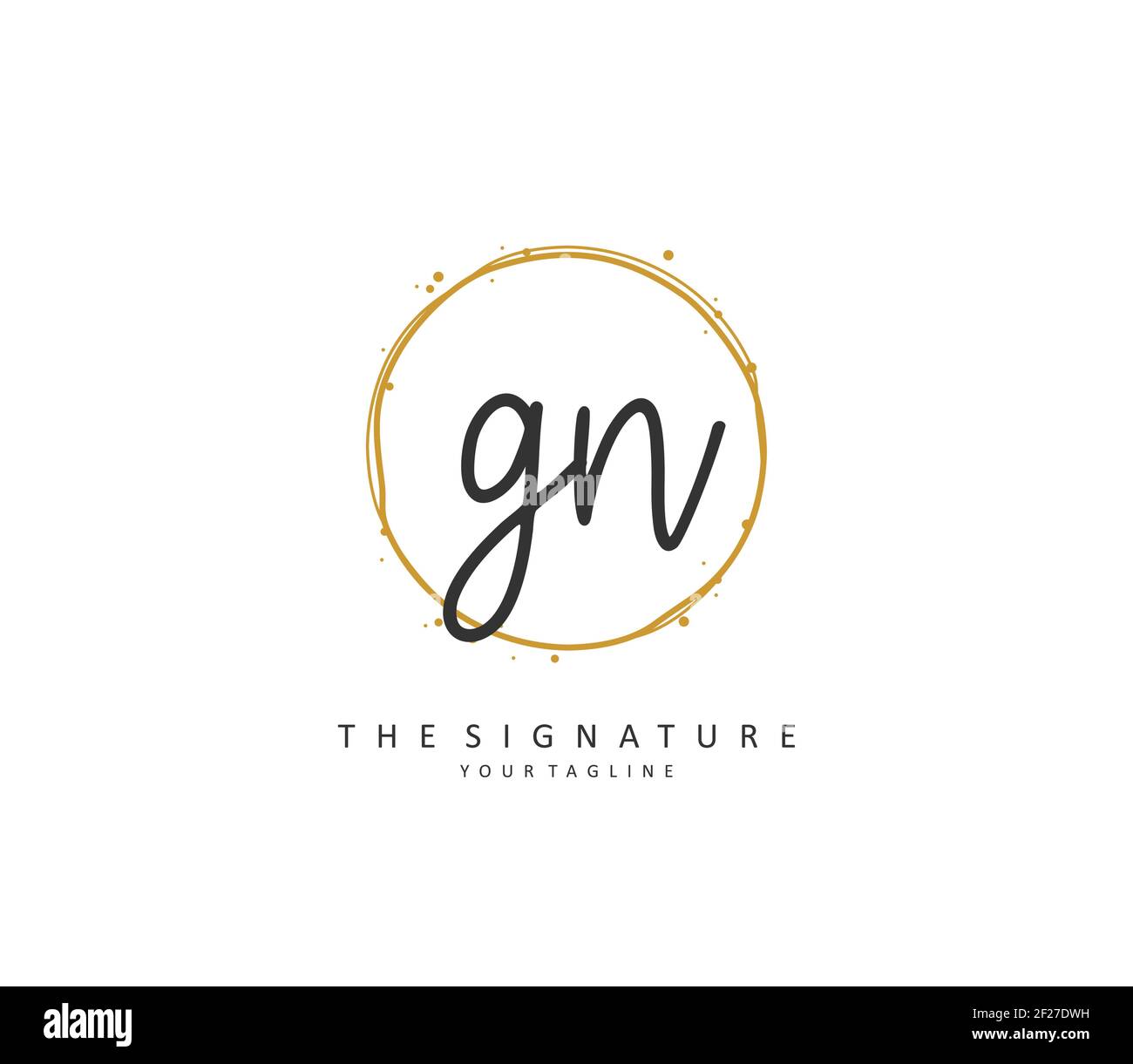 G N GN Initial letter handwriting and signature logo. A concept ...