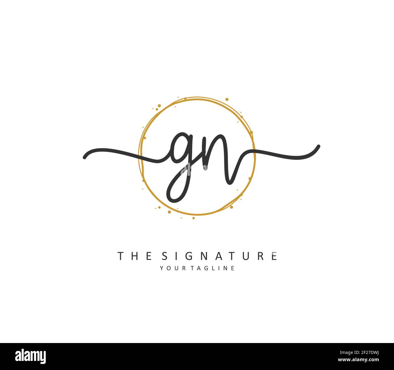 G N GN Initial letter handwriting and signature logo. A concept ...