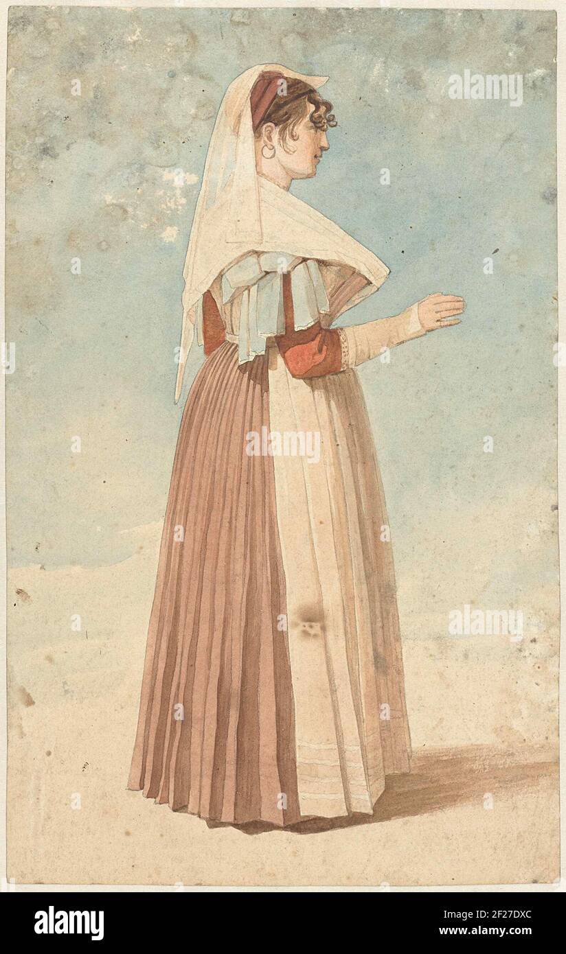 Standing woman in Italian traditional costume, right Stock Photo - Alamy