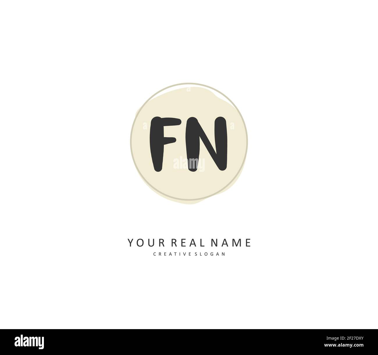 F N FN Initial letter handwriting and signature logo. A concept ...