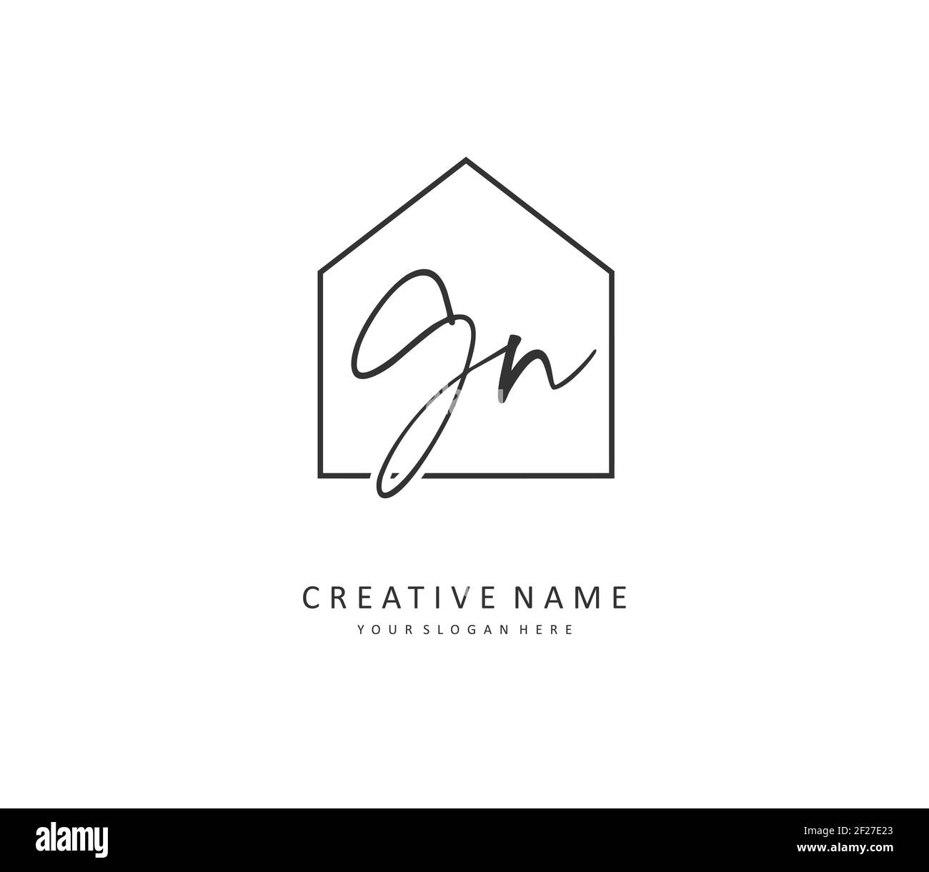 G N GN Initial letter handwriting and signature logo. A concept ...