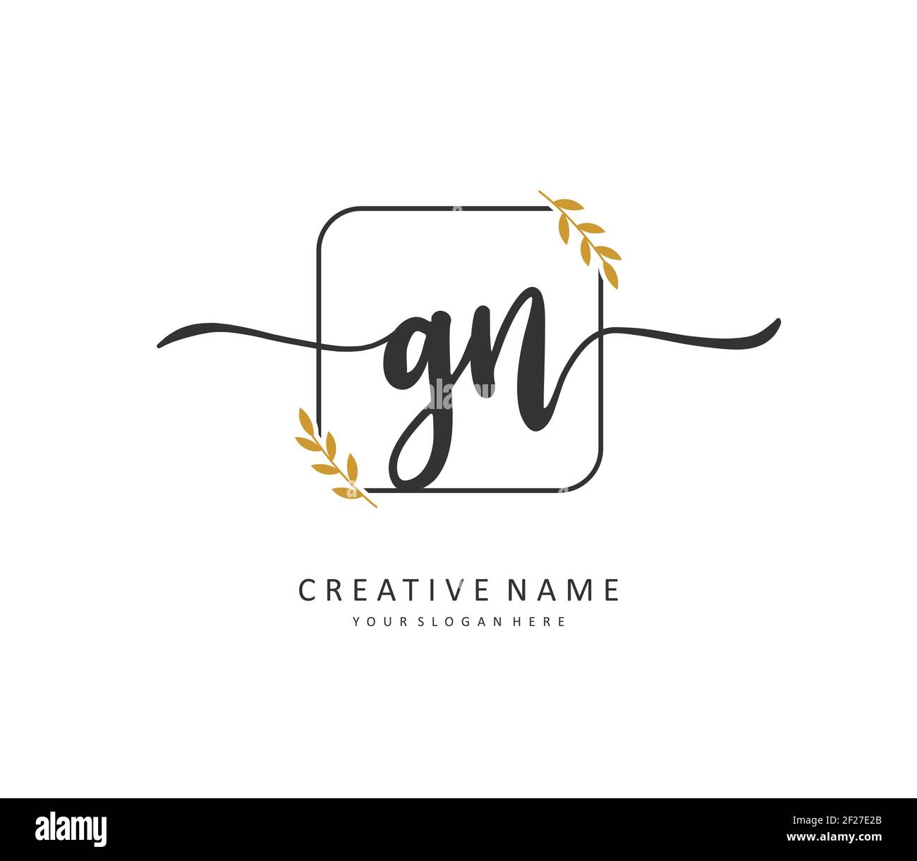 G N GN Initial letter handwriting and signature logo. A concept ...