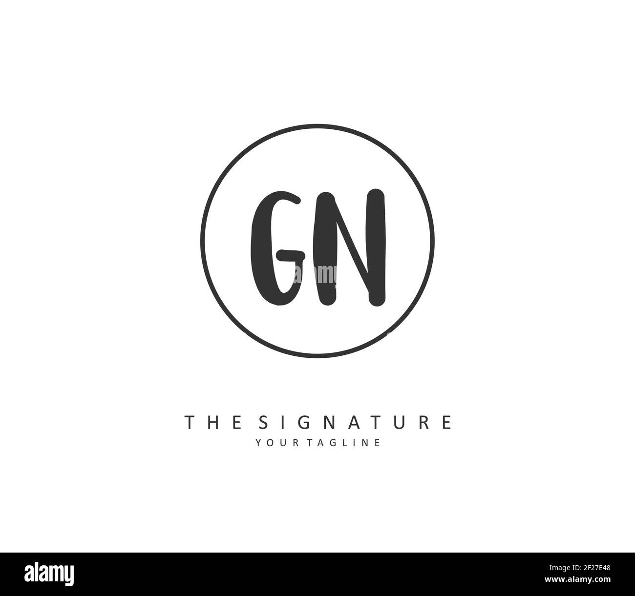 G N GN Initial letter handwriting and signature logo. A concept ...