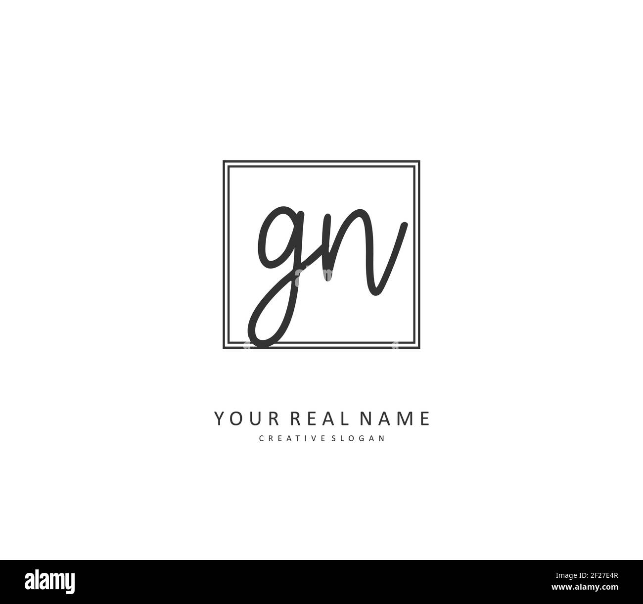 G N GN Initial letter handwriting and signature logo. A concept ...