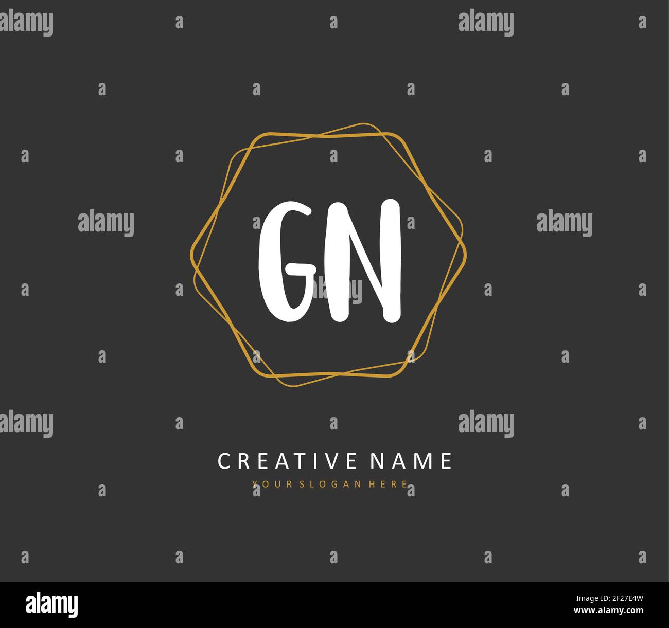 G N GN Initial letter handwriting and signature logo. A concept ...