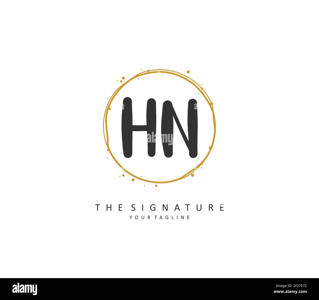 H N HN Initial letter handwriting and signature logo. A concept ...