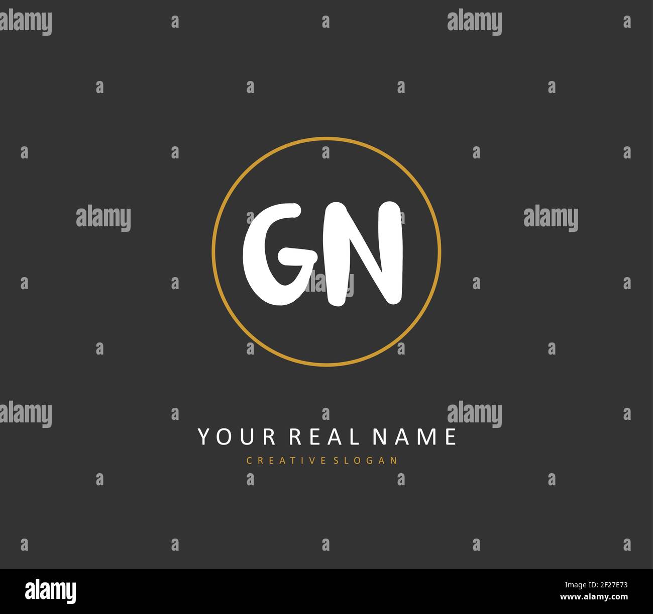 G N GN Initial letter handwriting and signature logo. A concept ...