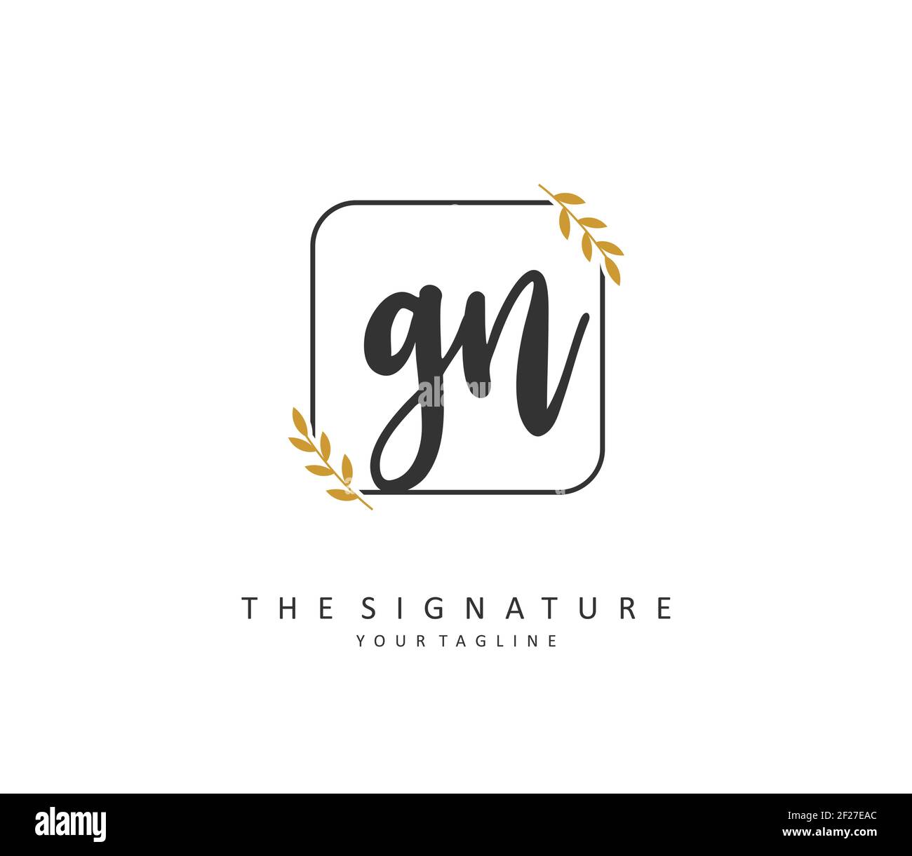 G N GN Initial letter handwriting and signature logo. A concept ...