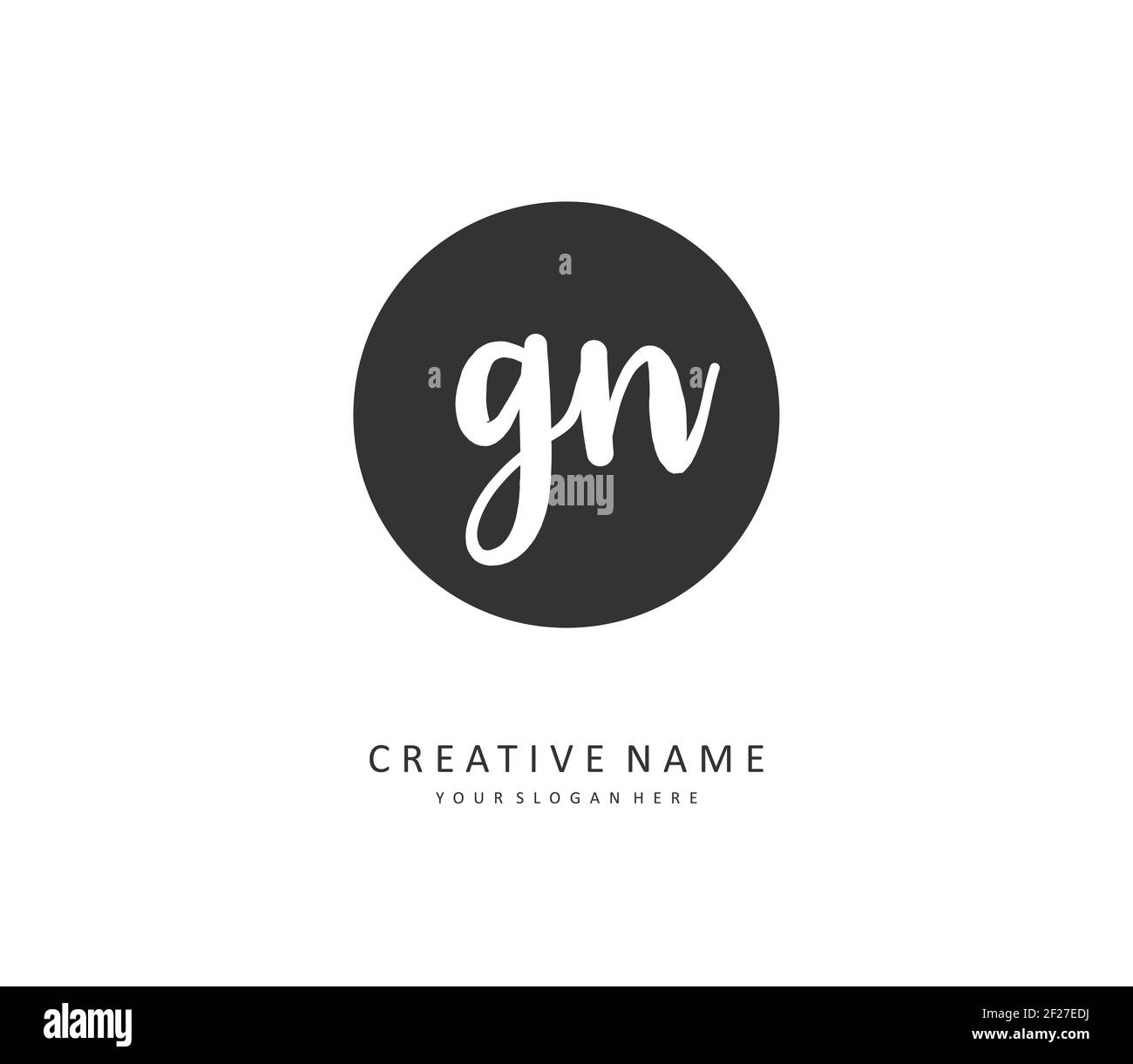 G N GN Initial letter handwriting and signature logo. A concept ...