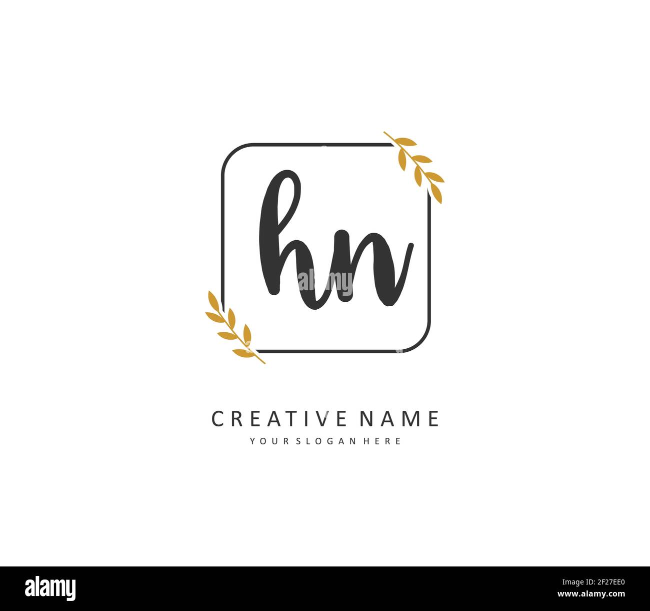 H N HN Initial letter handwriting and signature logo. A concept ...