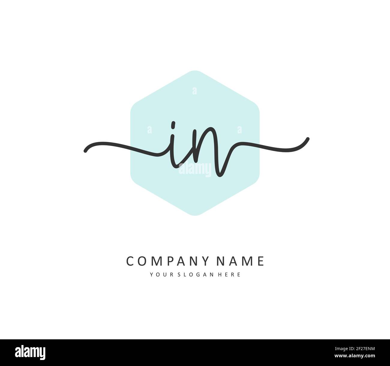 I N IN Initial letter handwriting and signature logo. A concept ...