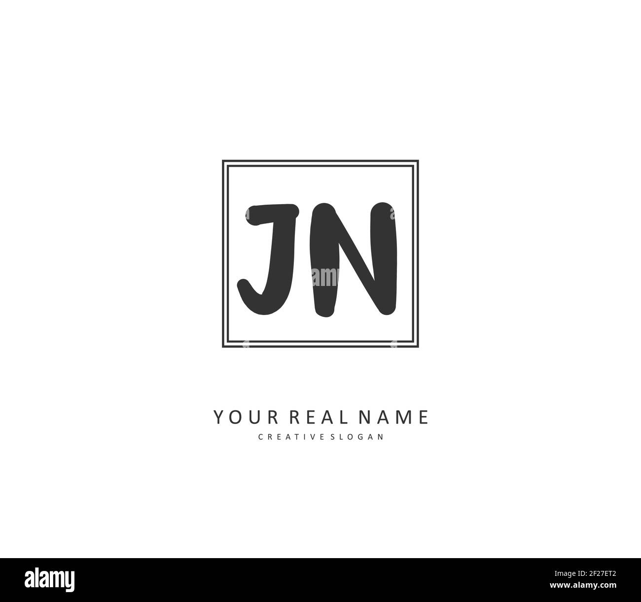 J N JN Initial letter handwriting and signature logo. A concept ...