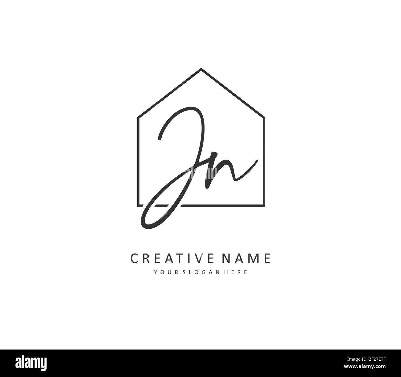 J N JN Initial letter handwriting and signature logo. A concept ...