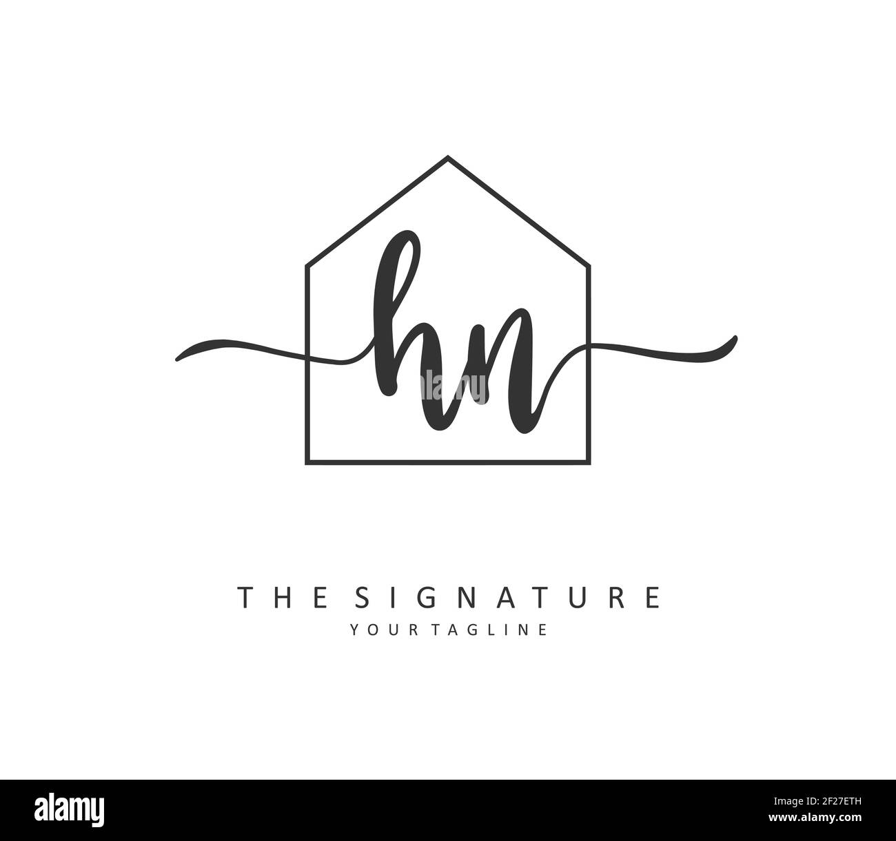H N HN Initial letter handwriting and signature logo. A concept ...