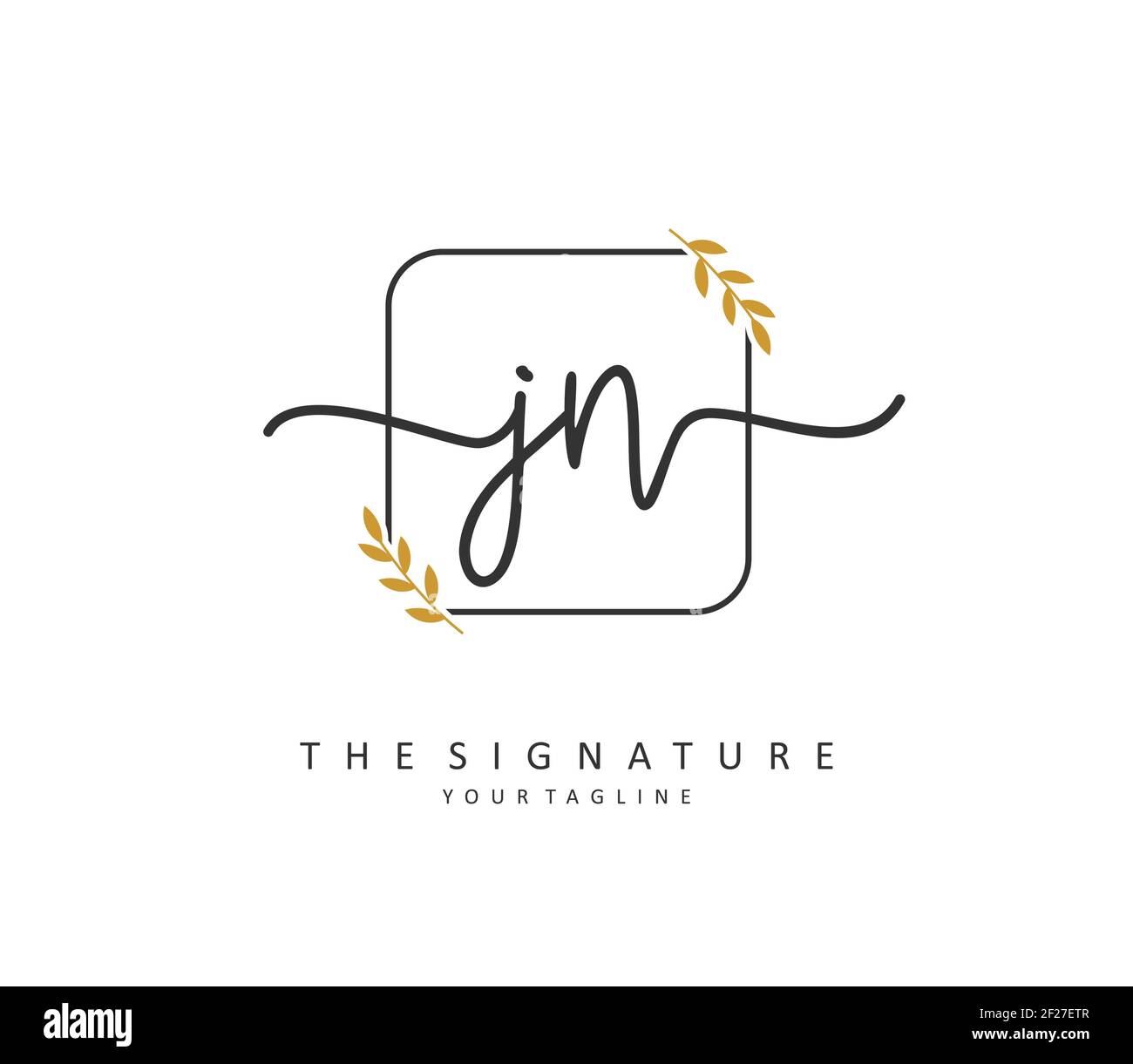 J N JN Initial letter handwriting and signature logo. A concept ...