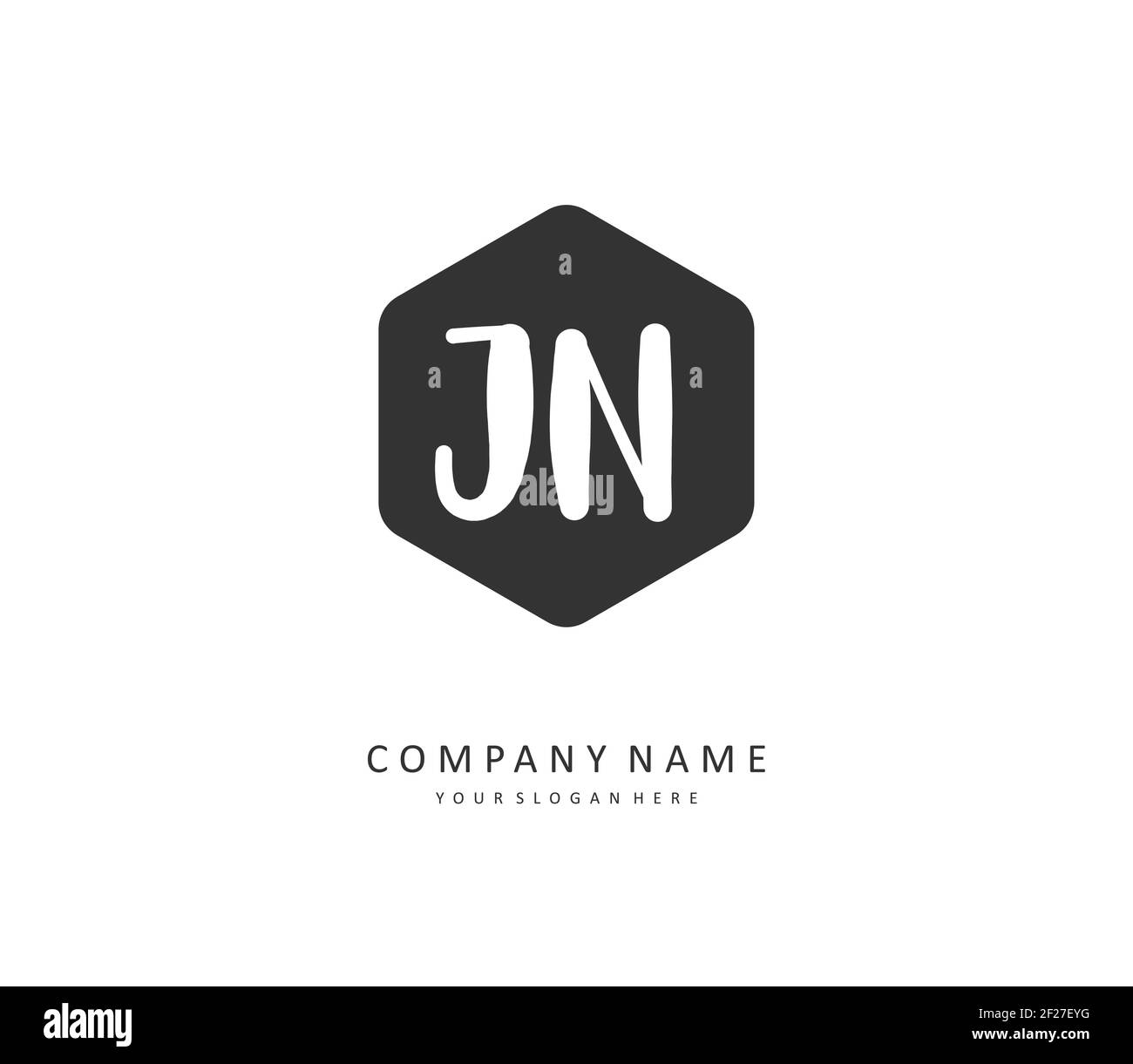 J N JN Initial letter handwriting and signature logo. A concept ...
