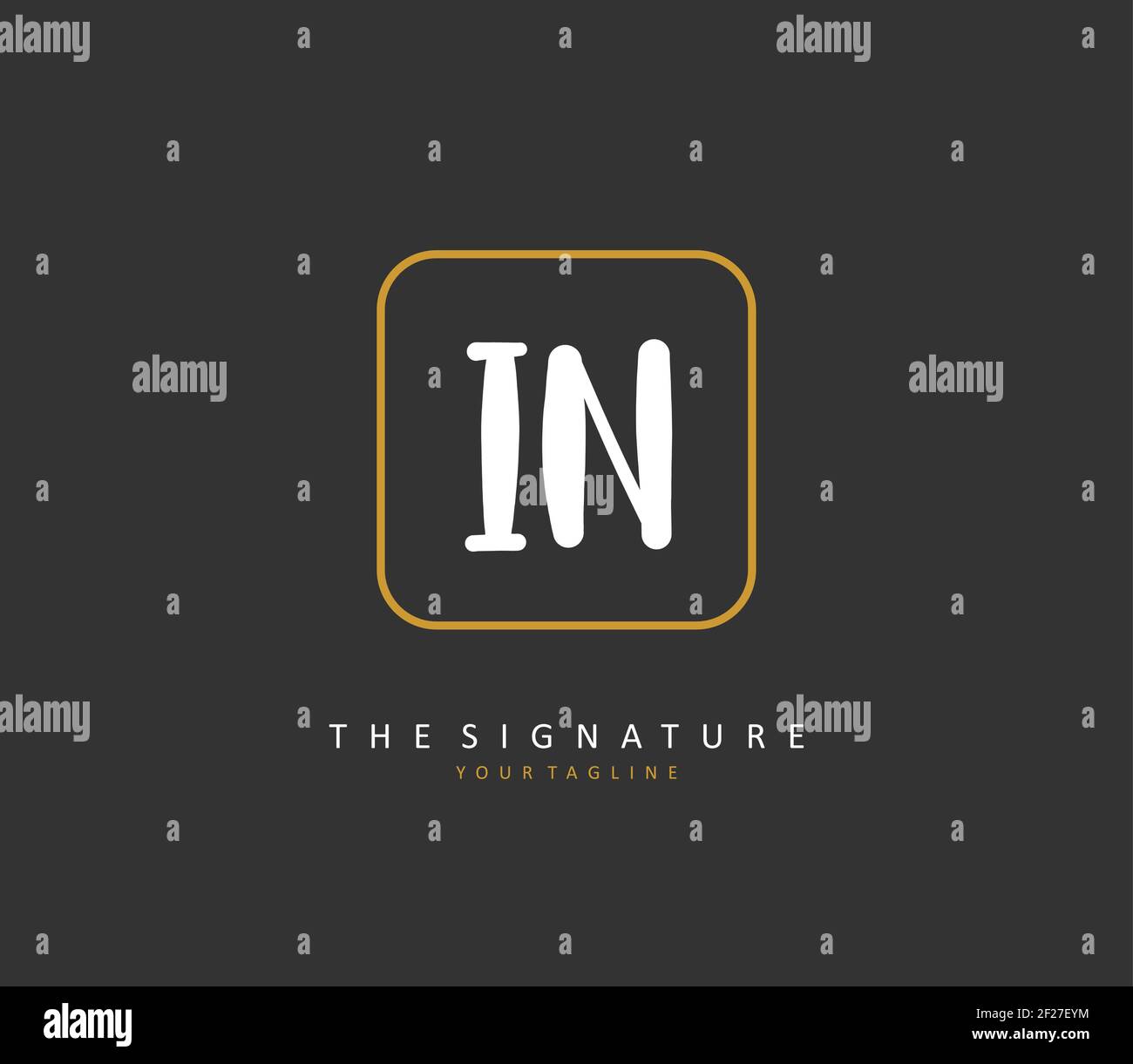 I N IN Initial letter handwriting and signature logo. A concept ...