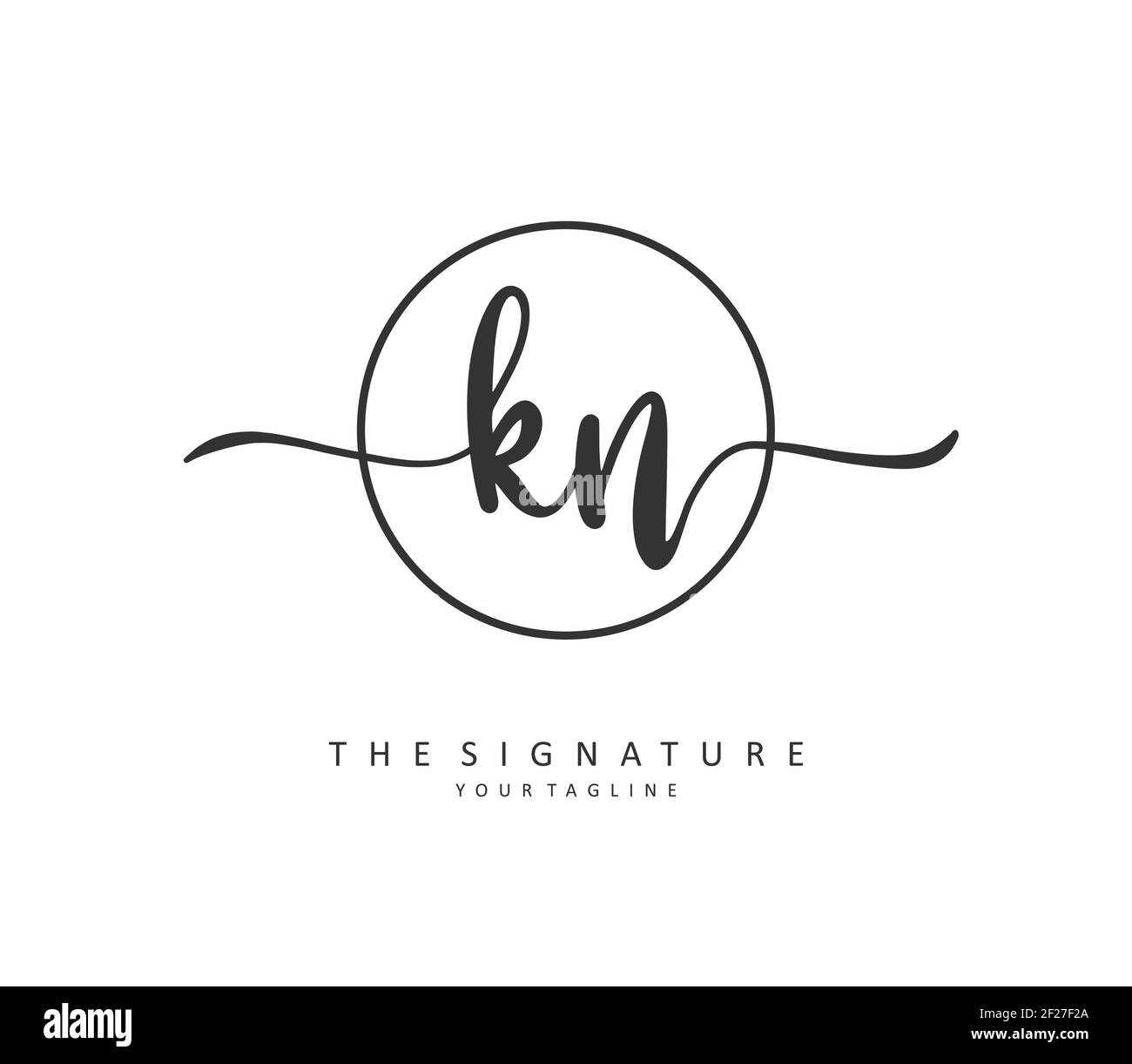 K N KN Initial letter handwriting and signature logo. A concept ...