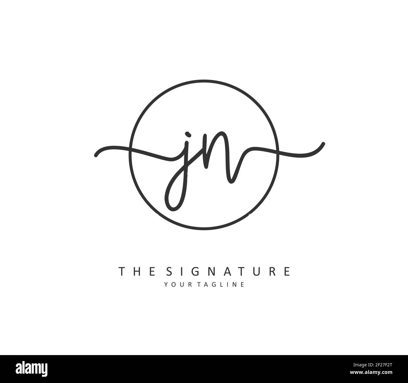 J N JN Initial letter handwriting and signature logo. A concept ...