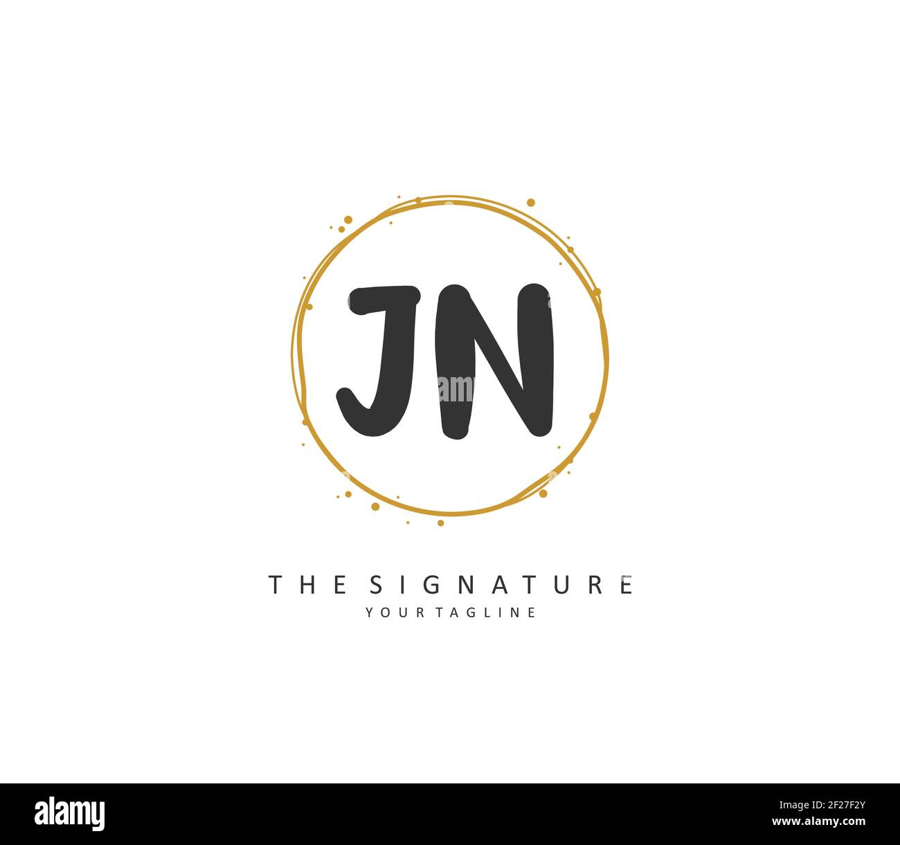 J N JN Initial letter handwriting and signature logo. A concept ...